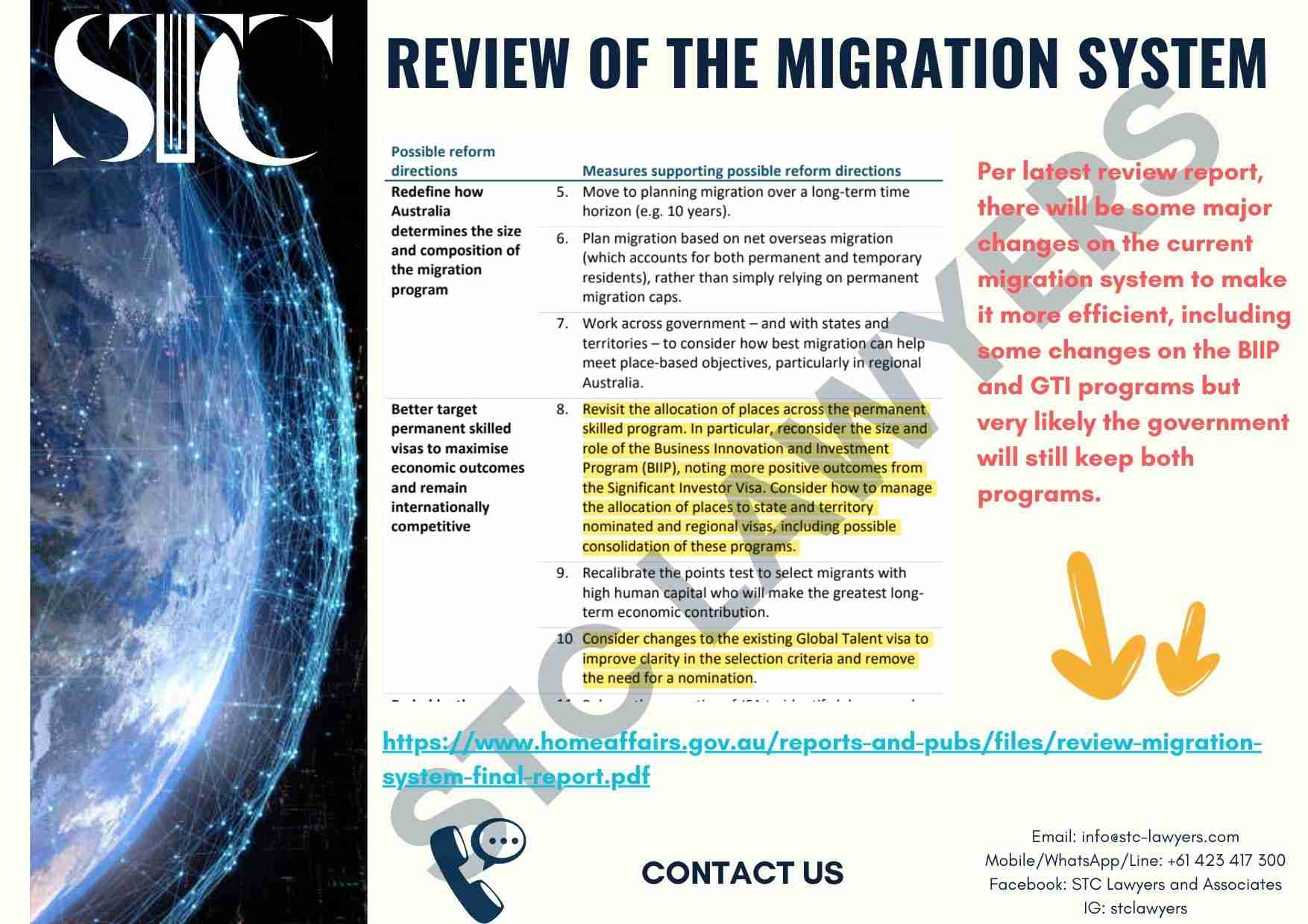 REVIEW OF THE MIGRATION PLAN - STC Lawyers and Associates